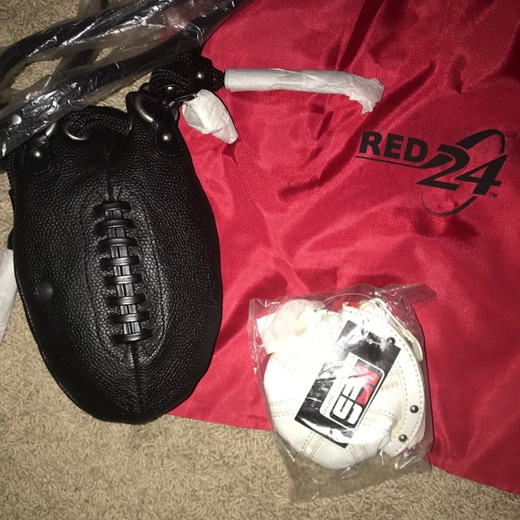 Red24 | Bags | 3 Piece Red24 Black Leather Football Purse | Poshmark